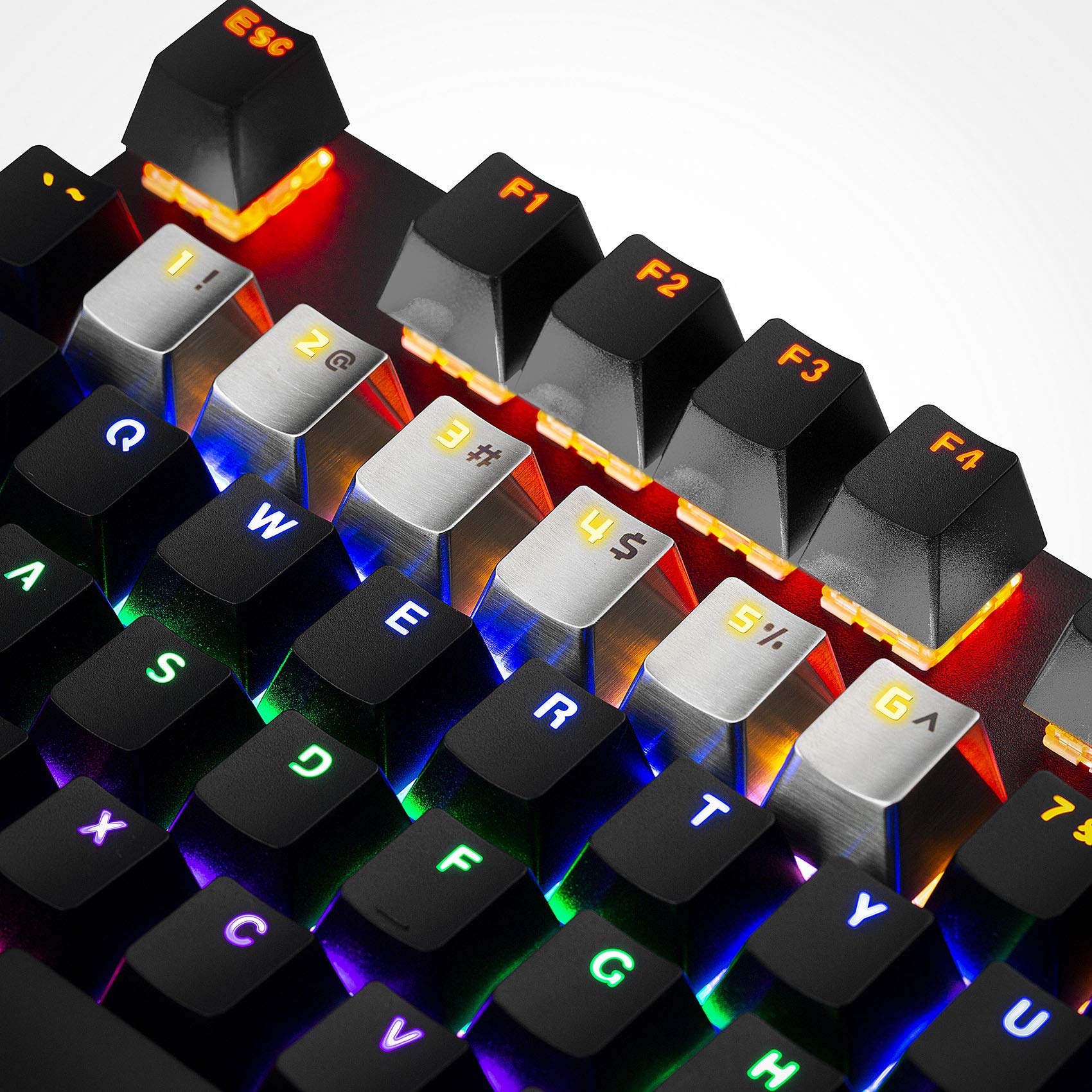Qupei Metal Keycaps (WASDQREF+DIR.) for FPS & MOBA, OEM Mechanical Keyboard Keycaps Kit 60% Keycaps for Cherry MX Switches Gaming Keyboard Keycaps (Silver)