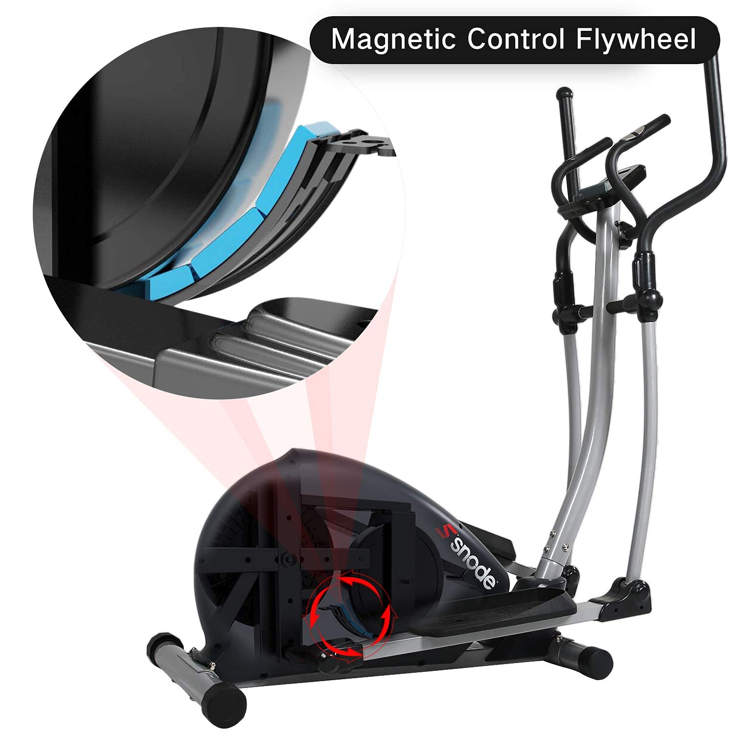 SNODE E20I Programmed Elliptical Exercise Machine, Eliptical Machine with 16 Resistance Levels Magnetic System, 300 lbs Weight Limit (E20I)
