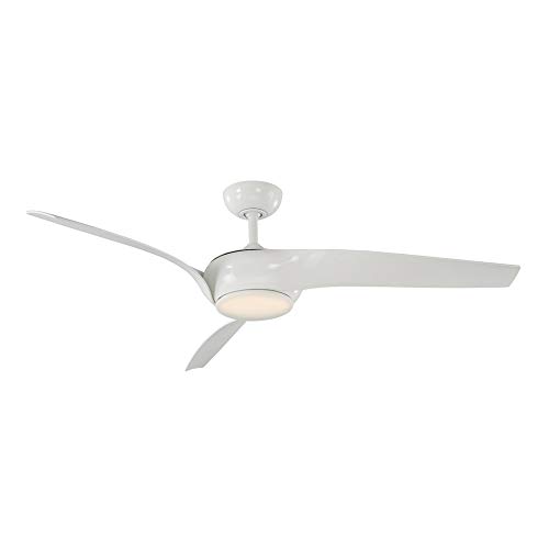 Nirvana Smart Indoor and Outdoor 3-Blade Ceiling Fan 56in Gloss White with 3000K LED Light Kit and Remote Control works with Alexa, Google Assistant, Samsung Things, and iOS or Android App