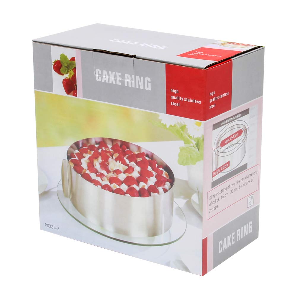 WIWAPLEX Cake Ring 6 to 12 Inch Adjustable Round Stainless Steel Cake Mousse Mould Ring Bakeware Tools Cake Decorating Mold Baking Ring