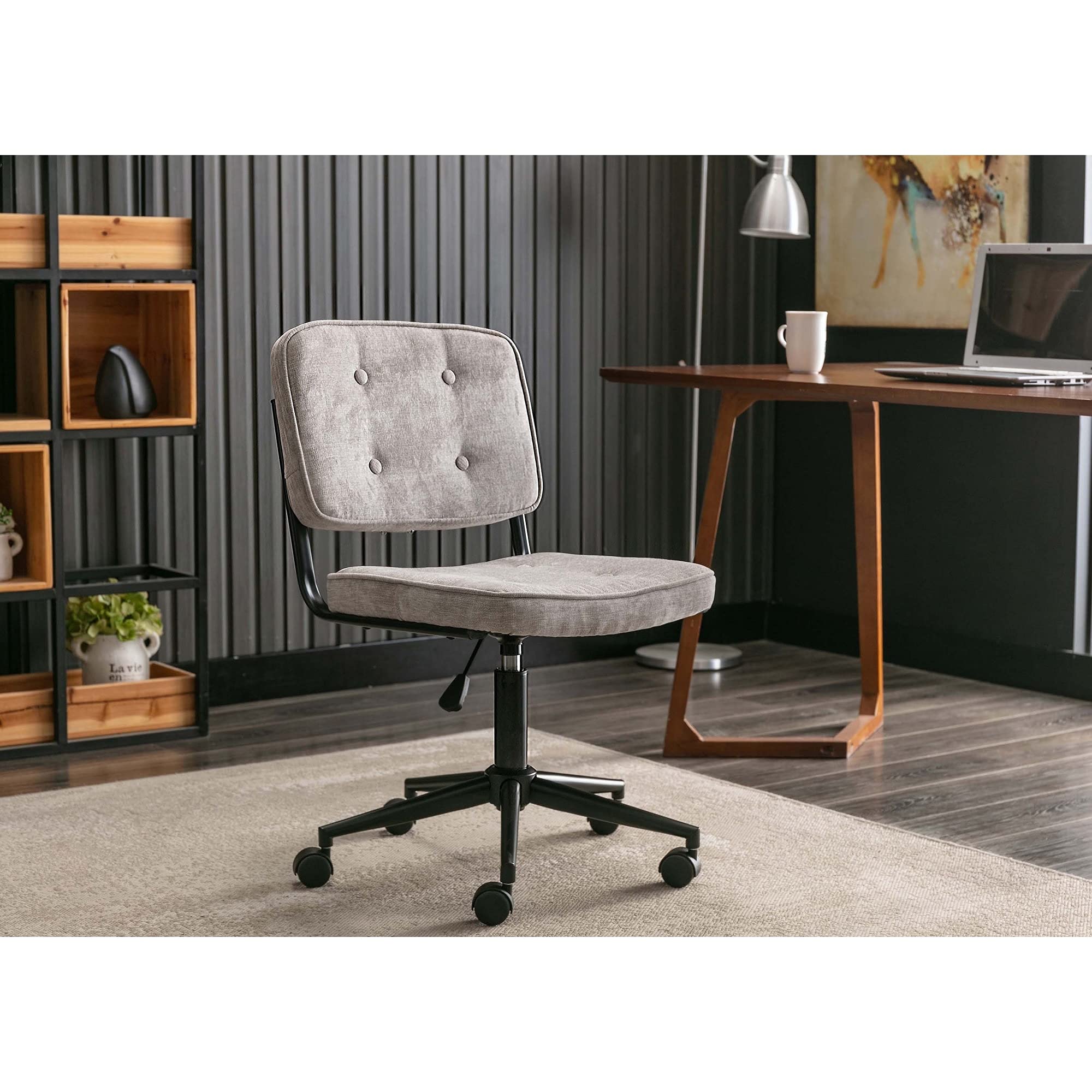 Porthos Home Office Chair with Stylish Suede Upholstery, Versatile Adjustable Height and Durable Roller Castor Wheels