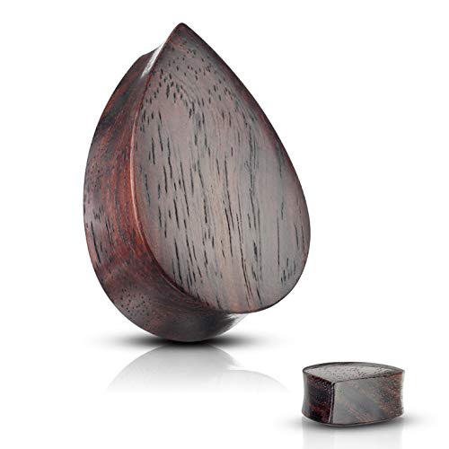 Pair of Teardrop Shaped Sono Wood Ear Plugs Organic Gauges (0 Gauge(8mm))