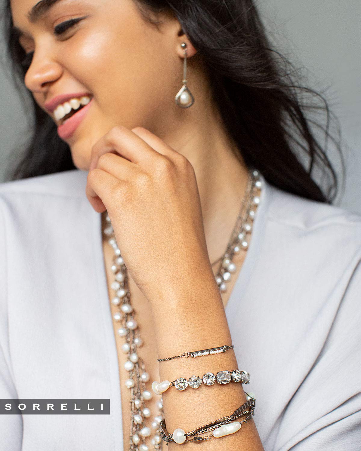 Sorrelli Elena Slider Bracelet, Antique Silver-Tone Finish, Polished Pearl