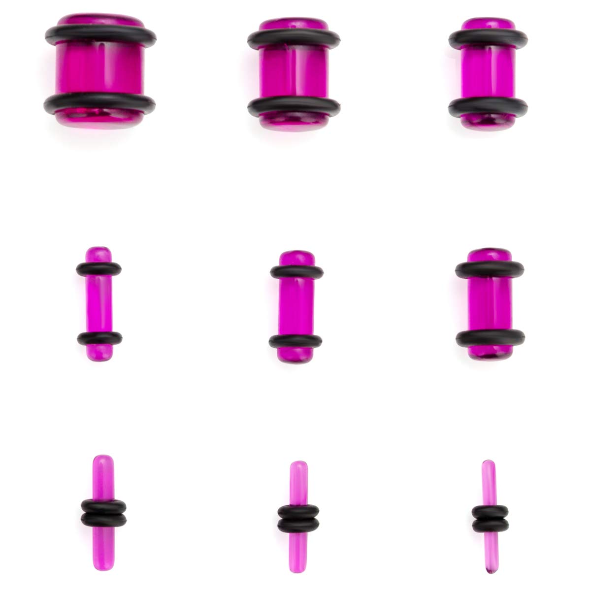 NASAMA 64Pcs Acrylic Gauge Kit Spiral Tapers Tunnels Plugs 14G-00G Ear Gauge Stretching Kit (Purple)