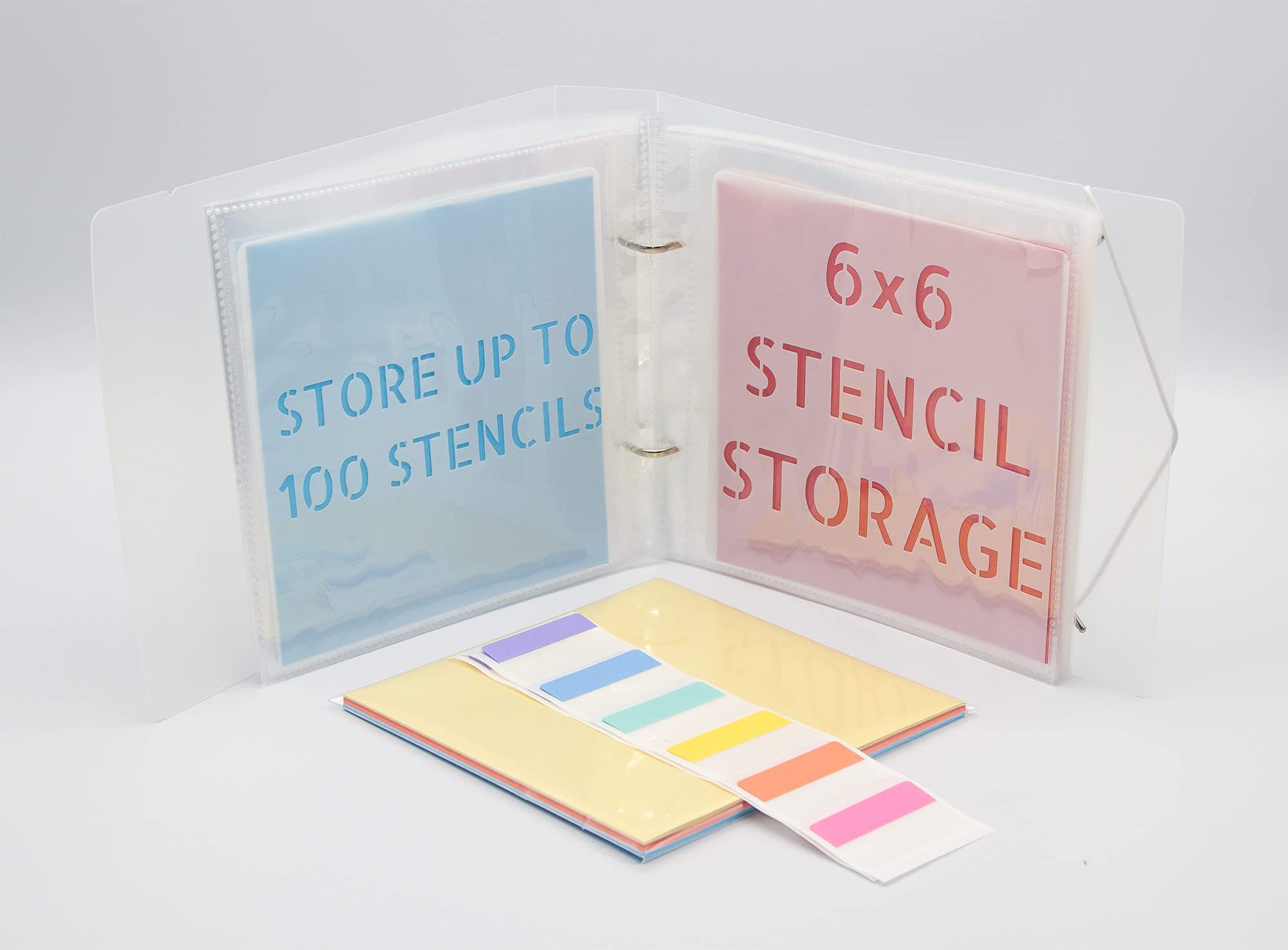 NEGLEX Cookie Stencil Storage Binder, Stamp & Die Cut Storage Binder with 50 Clear Sheet Protectors Holds 6"x6" Size - Clear Binder with D-rings for Scrapbooking Die-Cuts, Embossing Folders Organizer