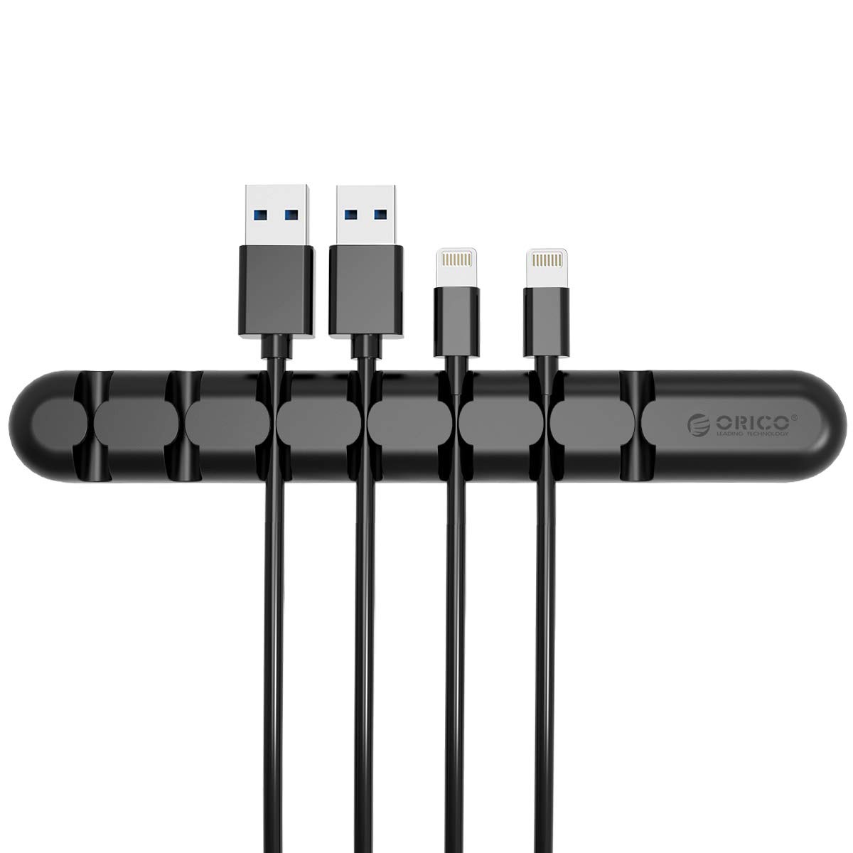 ORICO Adhesive Cable Clip, 7 Slots Wire Holder for Organizing USB, Ethernet, Mouse, Earphone Cable Wires, Home Office Desk Cable Management (Black)