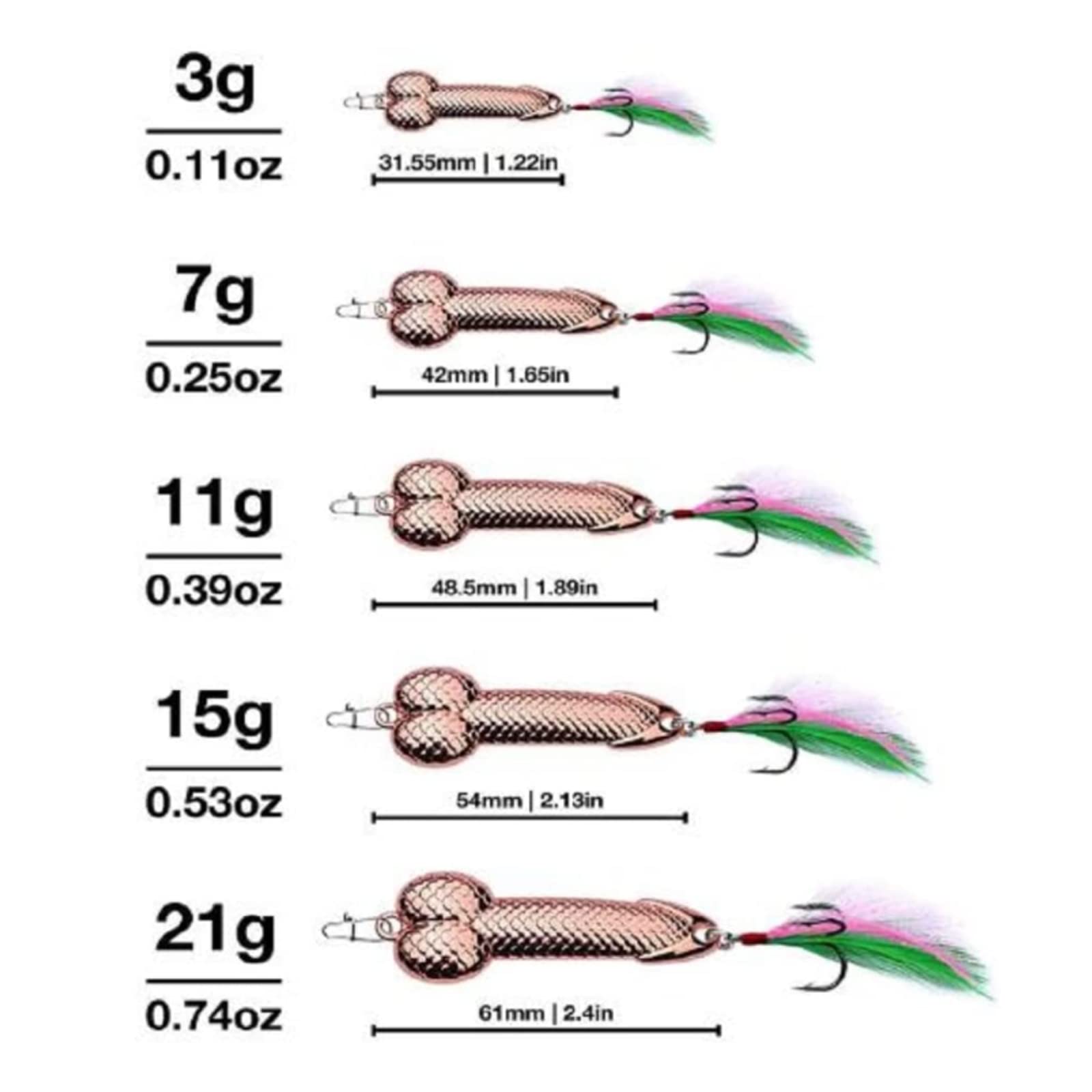 ULemeili Hard Metal Wobble Fish Lures Spoon Lure Feather Bait Hook 1 Pcs Prank Fun Item Novelty Fishing Tackle for