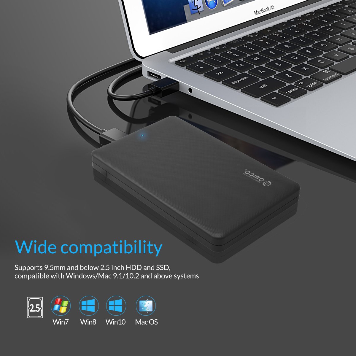 ORICO 2577U3-BK 2.5" Hard Drive Enclosure USB3.0 to SATA III, 2TB Capacity for Business Design