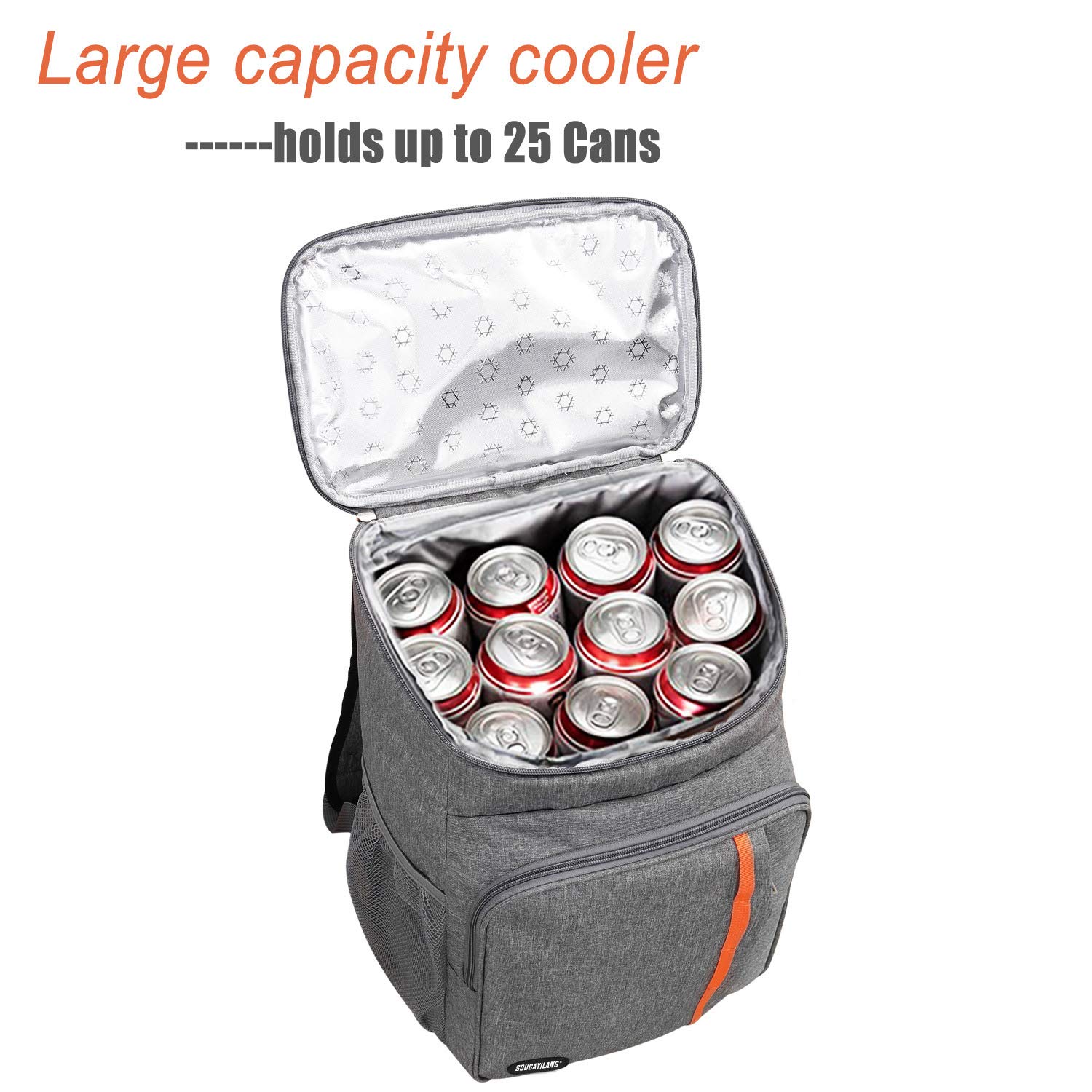 Sougayilang Cooler Backpack 25 Cans Lightweight Insulated Backpack Cooler Leakproof Soft Cooler Bag for Lunch Large Capacity for Men Women to Picnics, Camping, Hiking, Beach, Park-Black