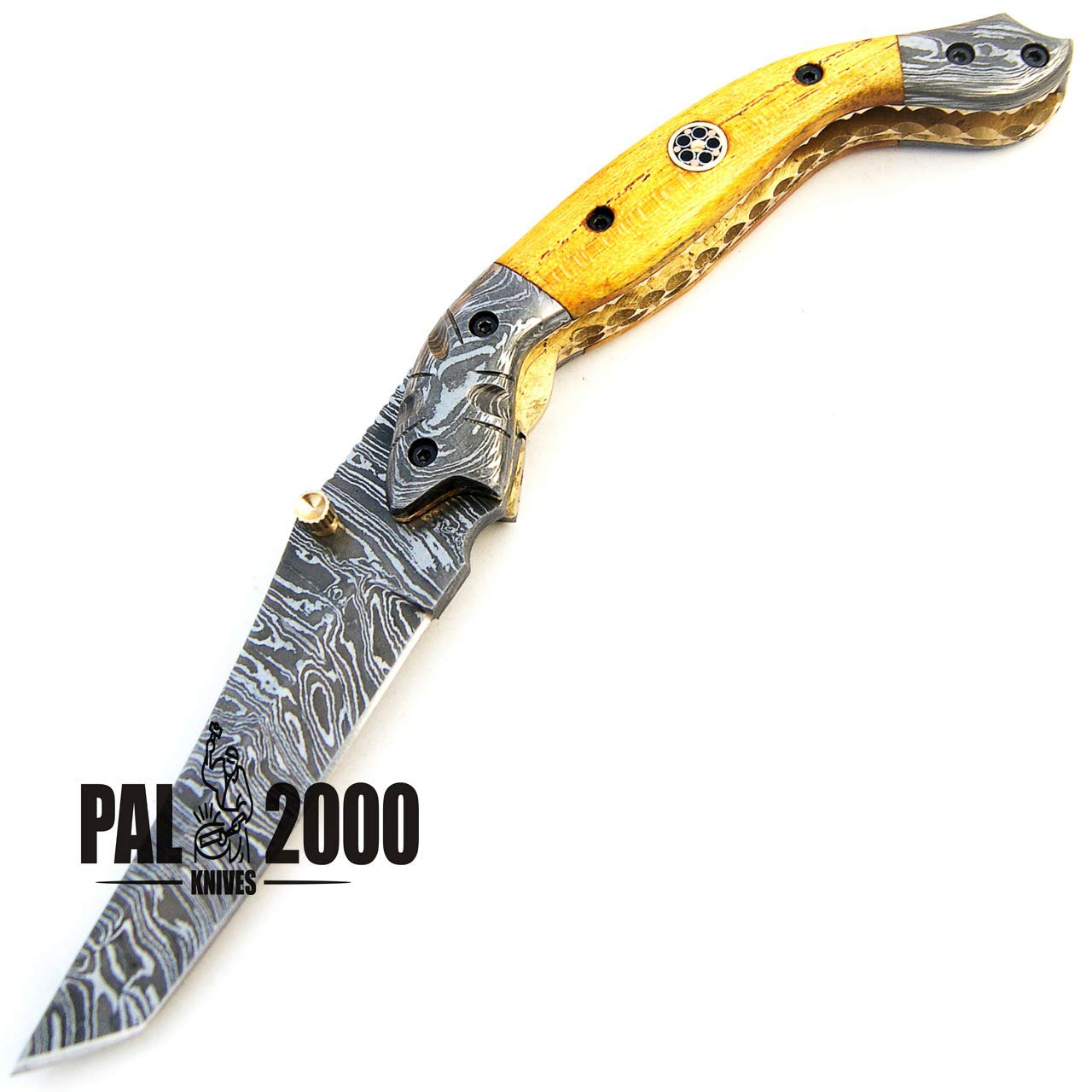 PAL 2000 KNIVES Damascus Folding Knife Handmade Damascus Steel Hunting Knife Damascus Pocket Knife 9374