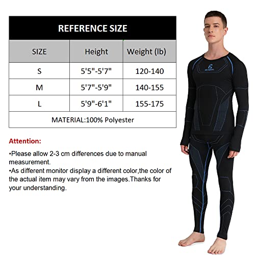 YEEFINE Men's Thermal Underwear Base Layer Top & Bottom Set for Men Long Johns for Cold Weather Hunting Ski Snow Snowboard(Gray,S)
