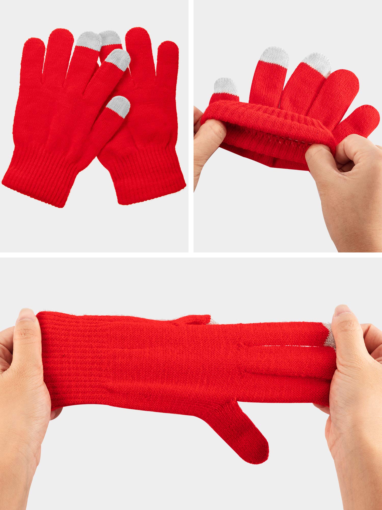 SATINIOR 60 Pairs Touchscreen Gloves Winter Stretch Knitted Texting Gloves for Men Women (Color 3)