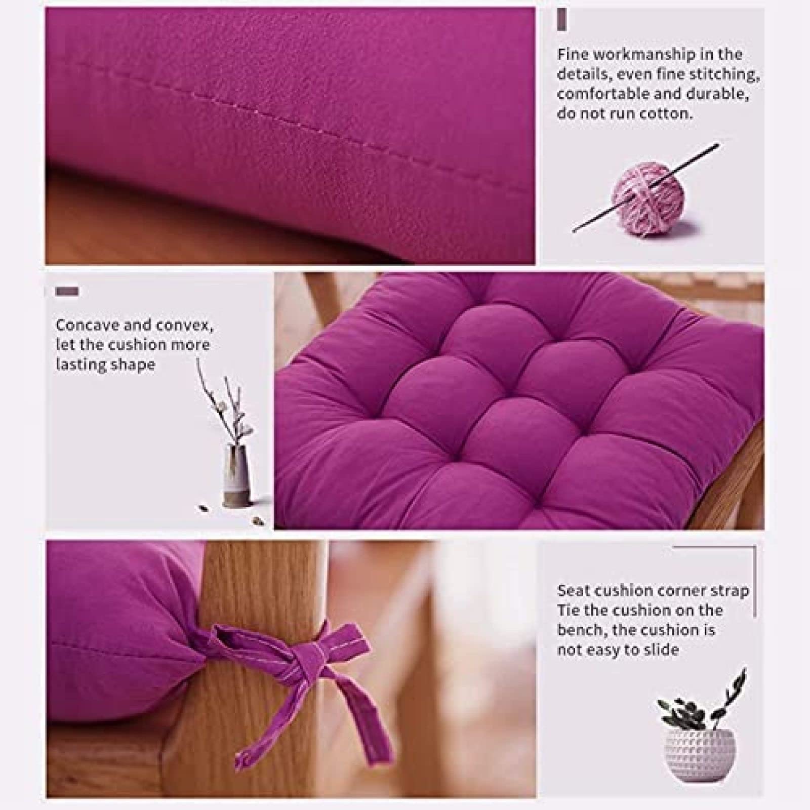 Set of 4 Dining Chair Cushions with Ties Soft Comfort Non Slip Square Seat Pads for Kitchen Dining Office Living Room Patio (Coffee)