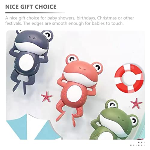 Toyvian 3Pcs Wind Up Bath Frogs for Kids Swimming Frog Clockwork Toys Floating Bathtub Toy Kids Water Bathtime Fun Green
