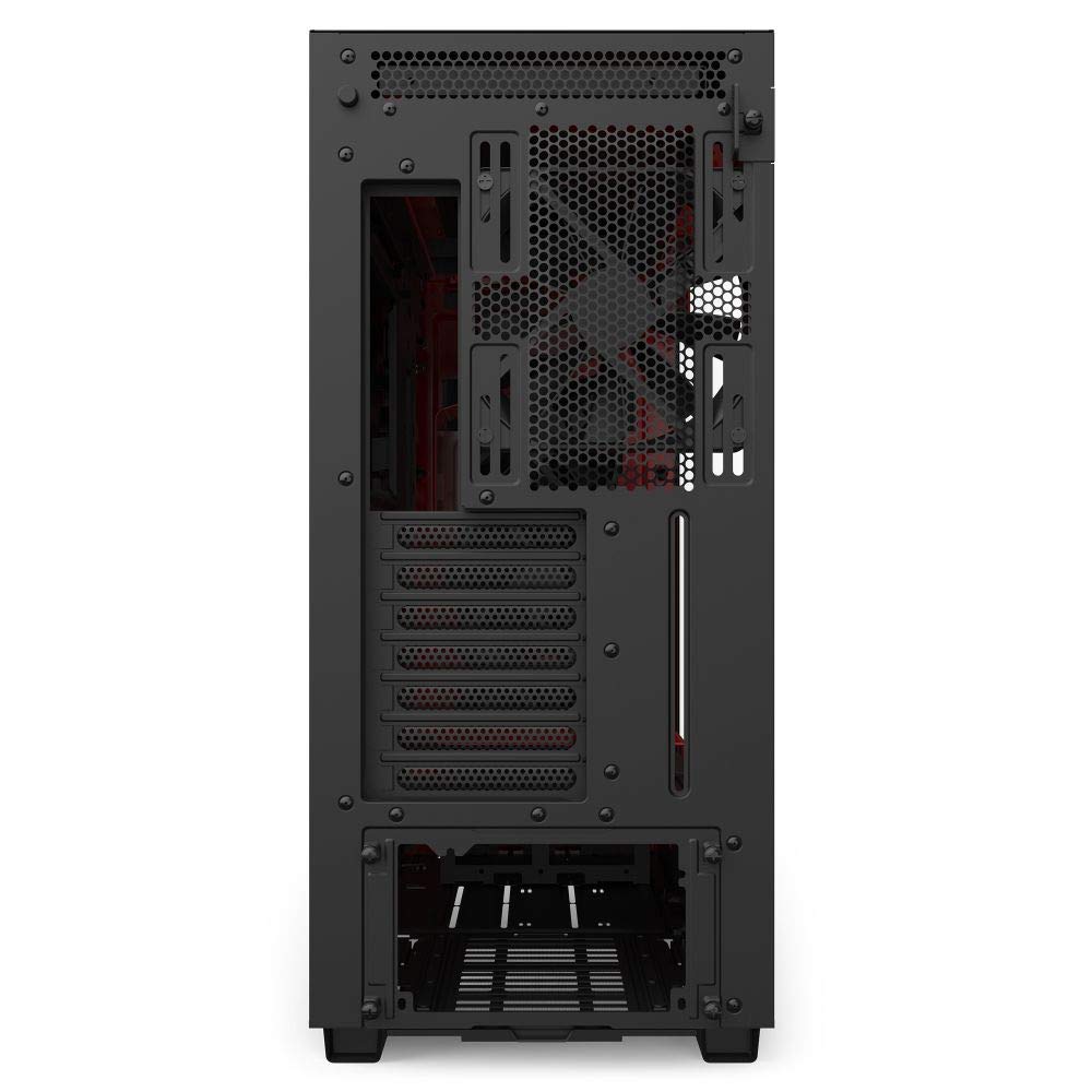 NZXT H710 - CA-H710B-BR - ATX Mid Tower PC Gaming Case - Front I/O USB Type-C Port - Quick-Release Tempered Glass Side Panel - Cable Management System - Water-Cooling Ready - Black/Red
