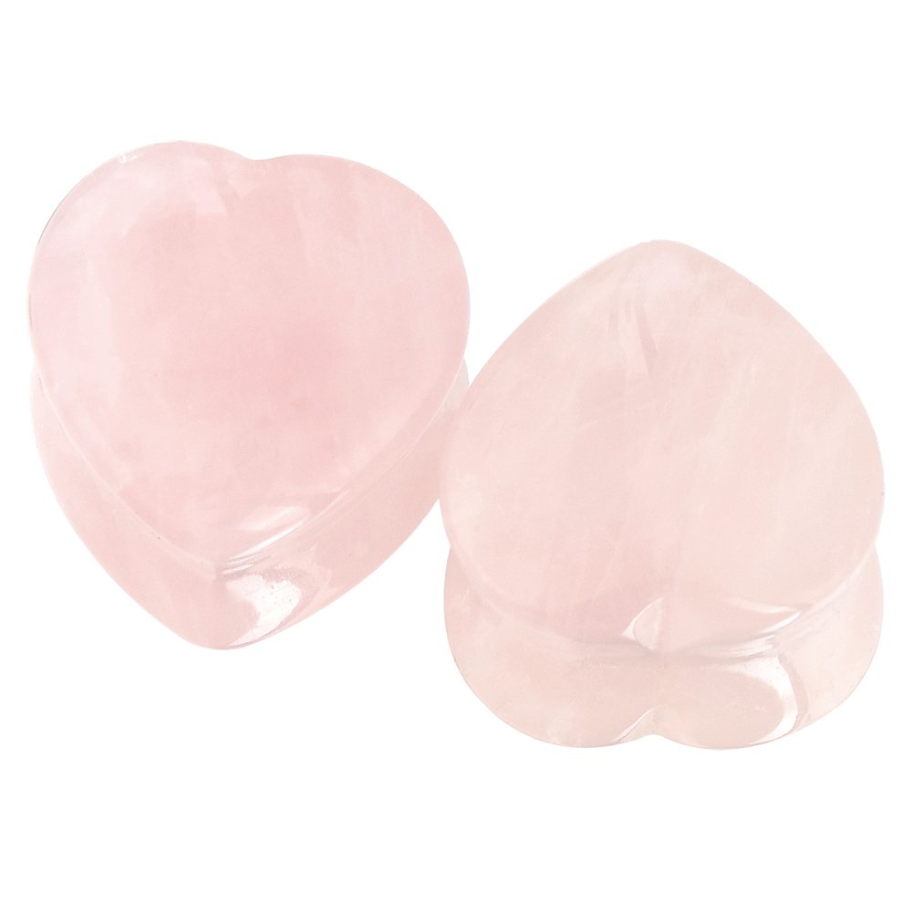 Oyaface 8 PCS Heart Shaped Natural Stone Ear Plugs Set Piercing Gauges Black Pink Blue White 00G(10mm)