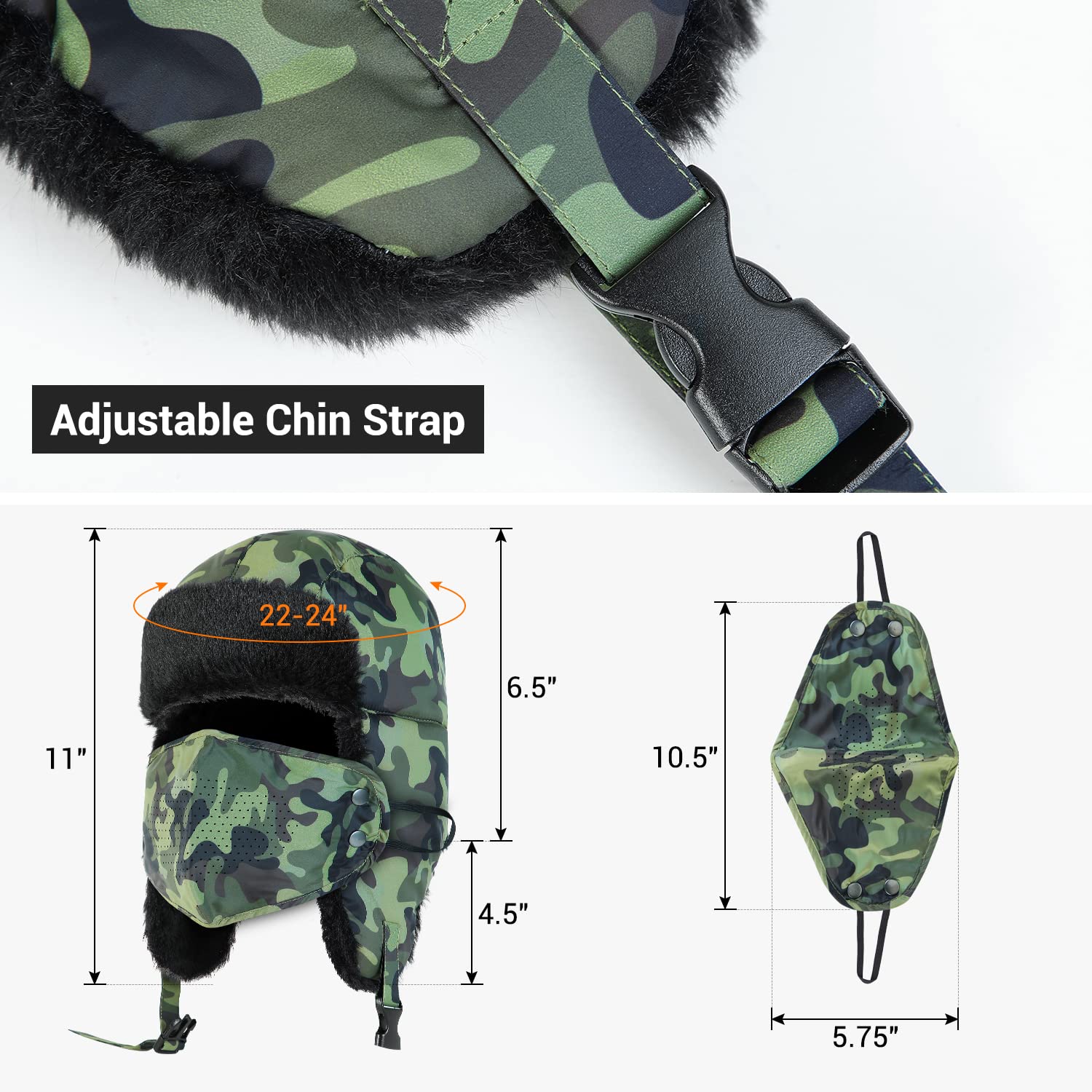 Sportneer Hat for Men Winter Hat with Ear Flaps for Mens Women Camo