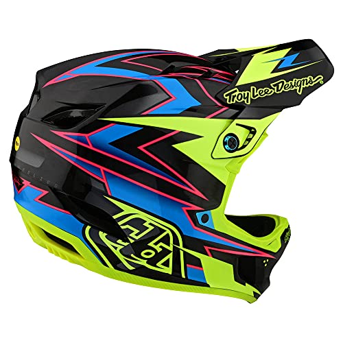 Troy Lee Designs D4 Carbon Full Face Bicycle Helmet for Max Ventilation Lightweight MIPS EPP EPS Racing Downhill DH BMX MTB - Adult Men Women (Black/Flo Yellow, Medium)