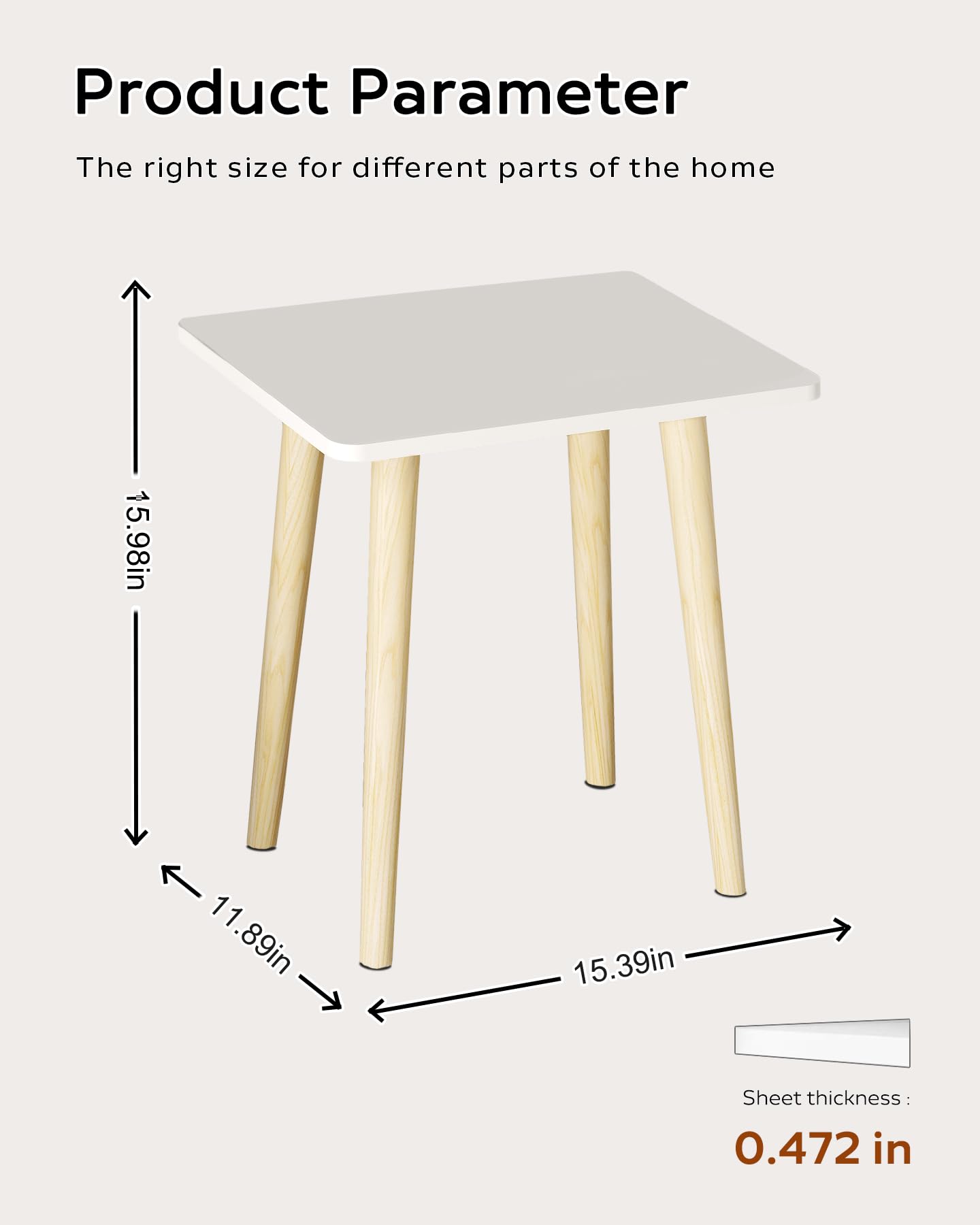 MIRROTOWEL Side Table, Small Table, Modern Home Decor Bedside Table for Living Room Bedroom Balcony Office,Easy to Assemble(White)