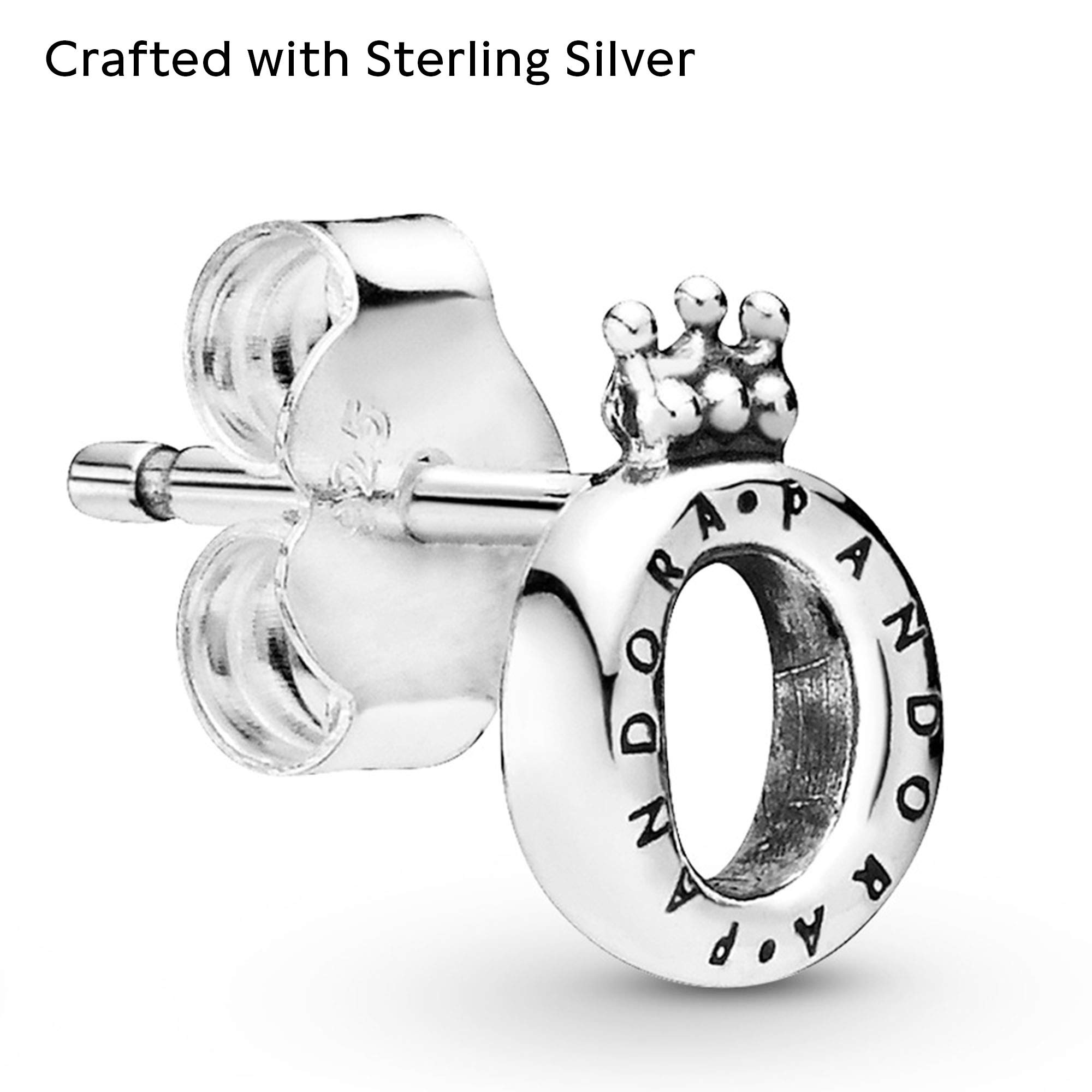 Pandora Jewelry Polished Crown O Stud Sterling Silver Earrings, No Box