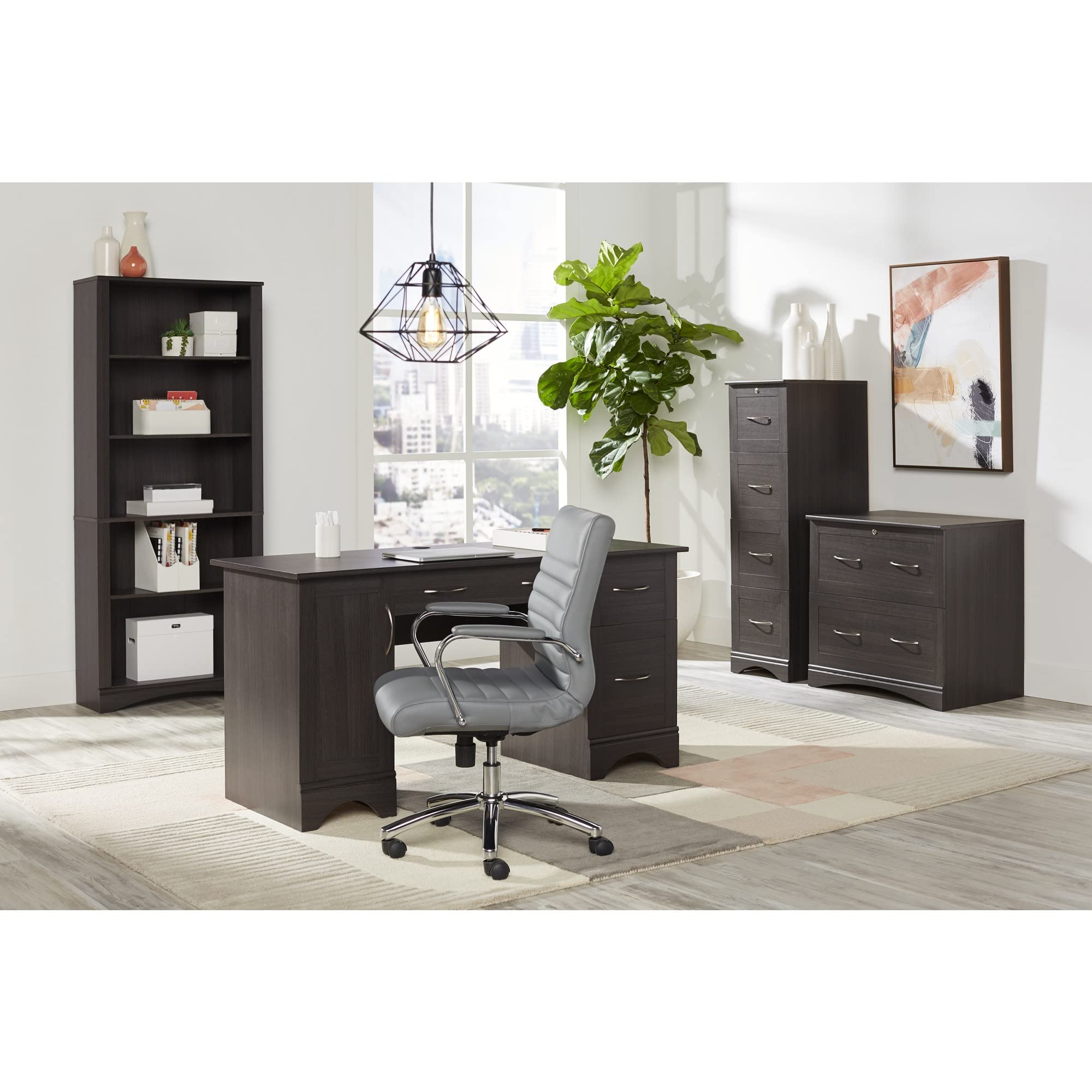 RealspaceĀ® Pelingo 30-1/2"W x 21-13/16"D Lateral 2-Drawer File Cabinet, Dark Gray