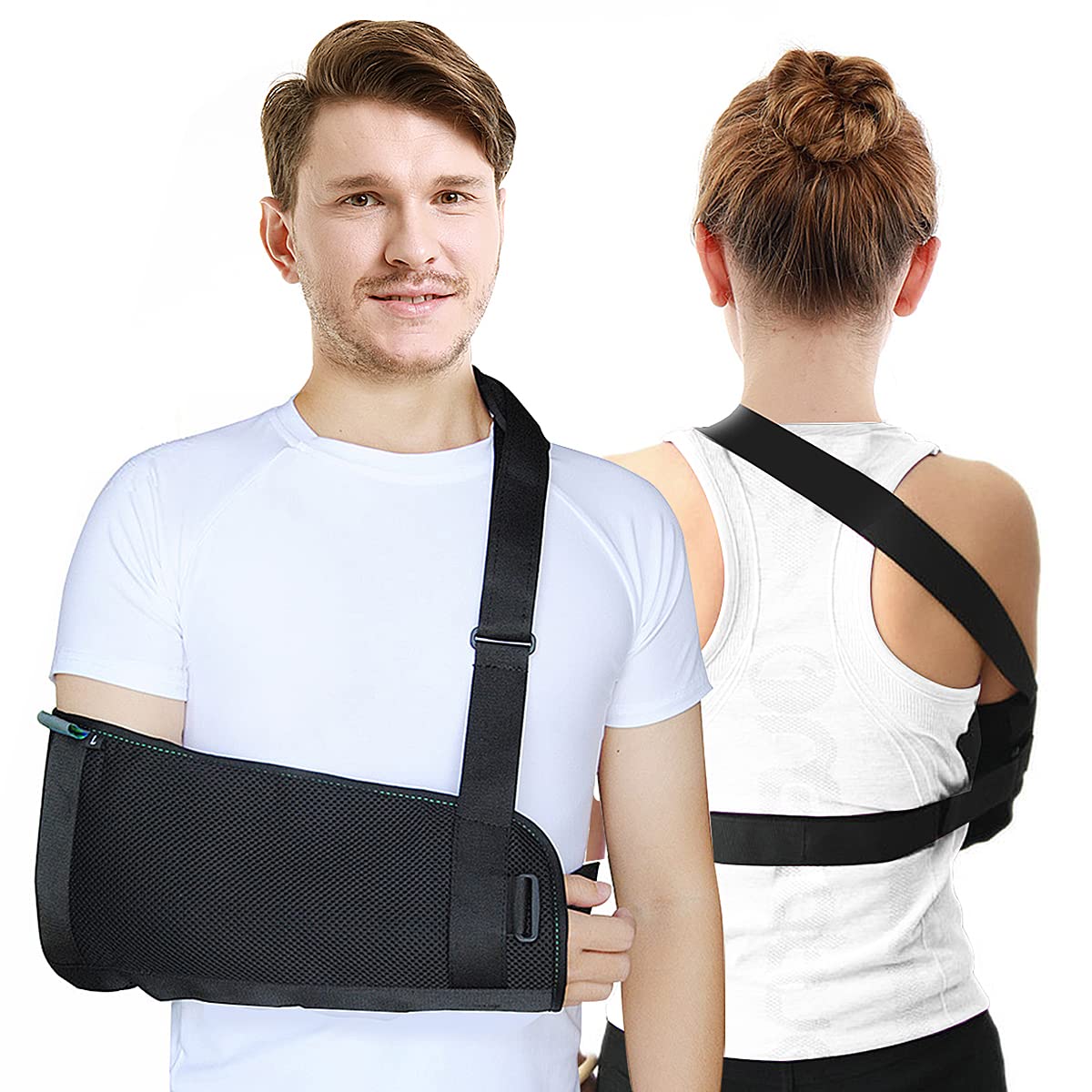 TODDOBRA Arm Sling Shoulder immobilizer for Shoulder Injury with Back Belt Men & Women Shoulder Immobilizer Left and Right Arm Lightweight Rotator Cuff Arm Support for Elbow Wrist Injury -(Size S)