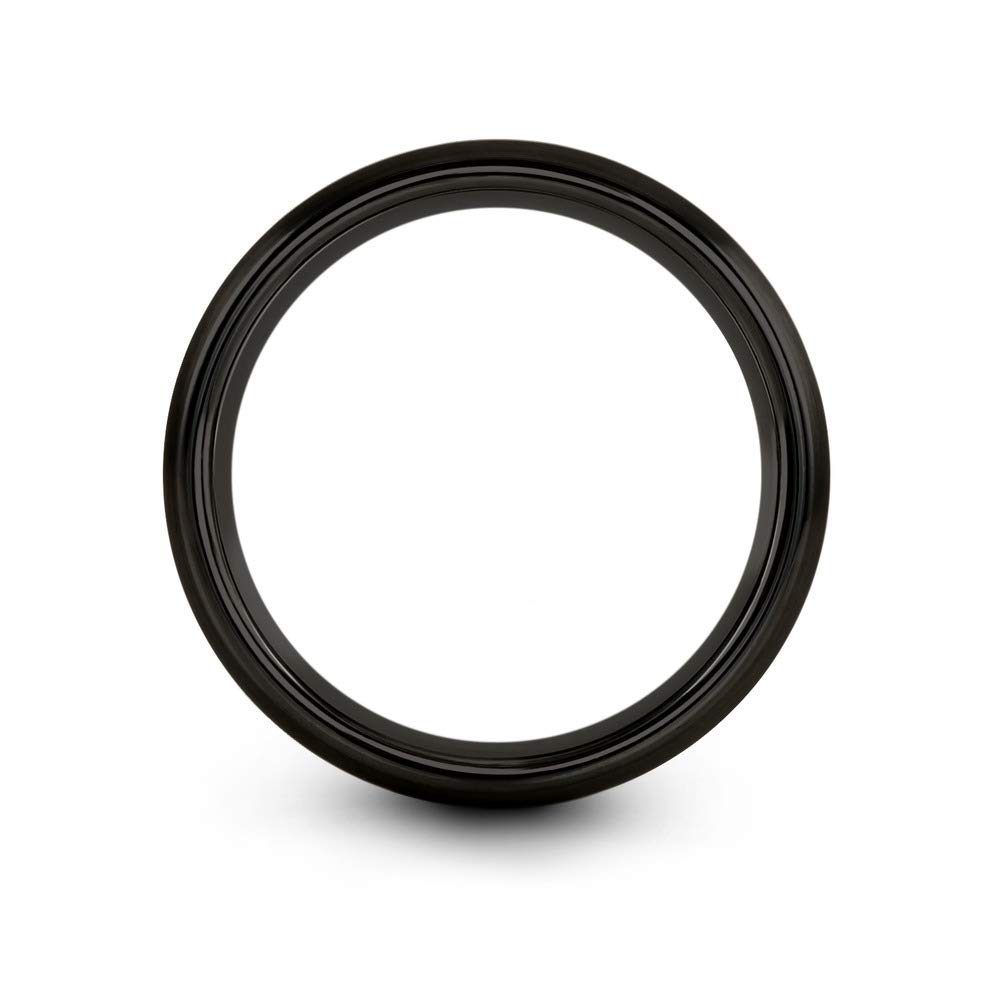 P. Manoukian Tungsten Carbide Wedding Band Ring 4mm for Men Women Blue Center Line Black Interior with Dome Grey Exterior Half Brushed Polished Comfort Fit Anniversary Size 6