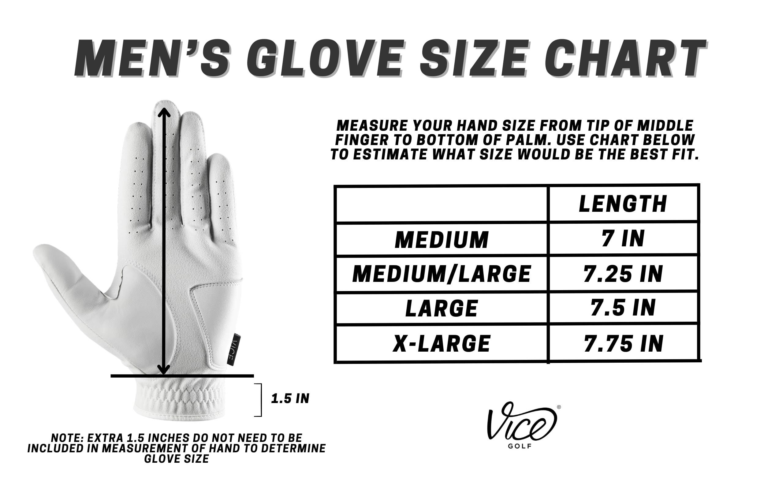 VICE Golf Duro White | Golf Glove | Features: Highly Durable Synthetic Suede, Great fit and Feel