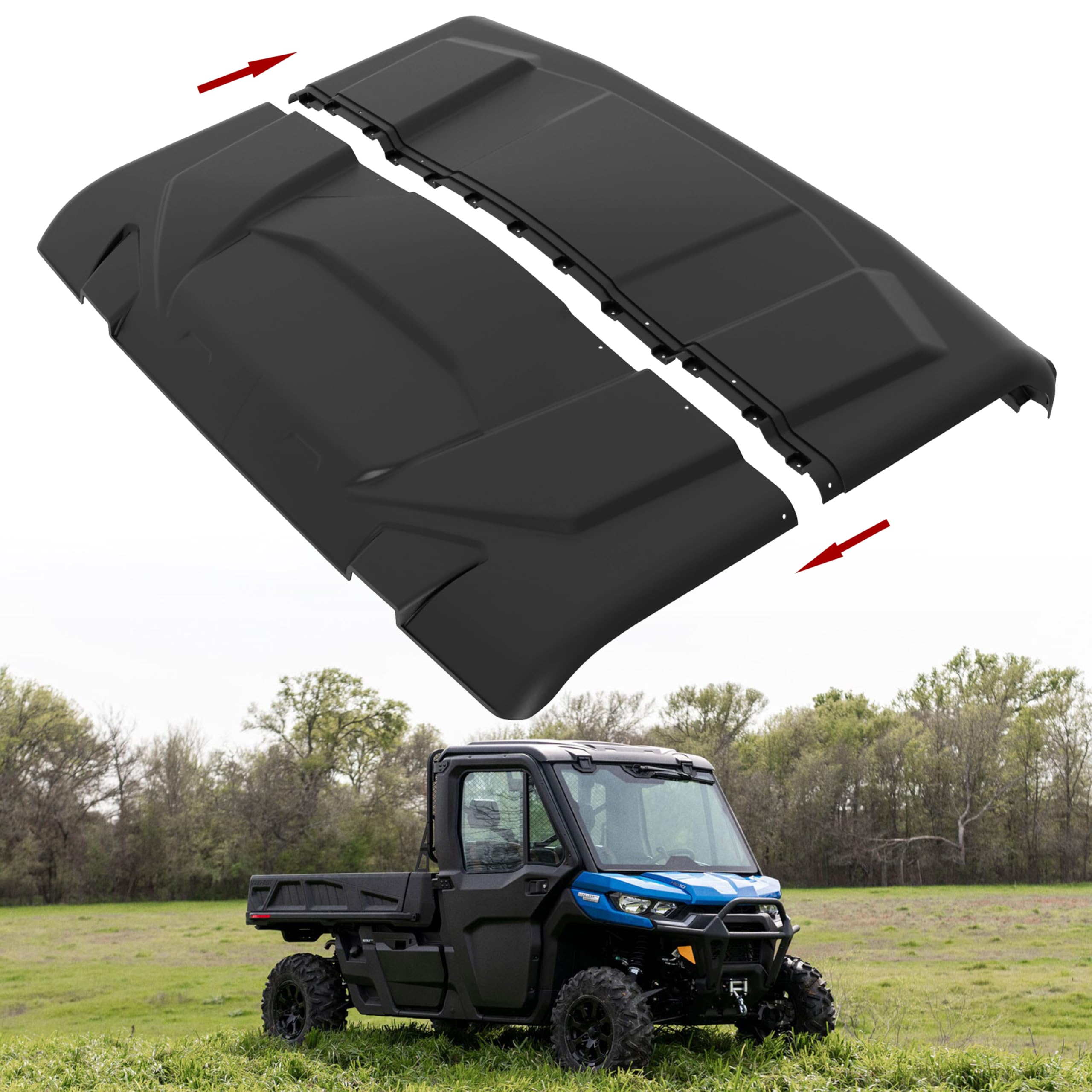 SAUTVS Sport Roof for Can-Am Defender, Dustproof Poly Roof 2-piece Combination Hard Roof Top Sun Visor for Can-Am Defender HD5 HD7 HD8 HD9 HD10 2016-2024 Accessories (Replace #715002430)