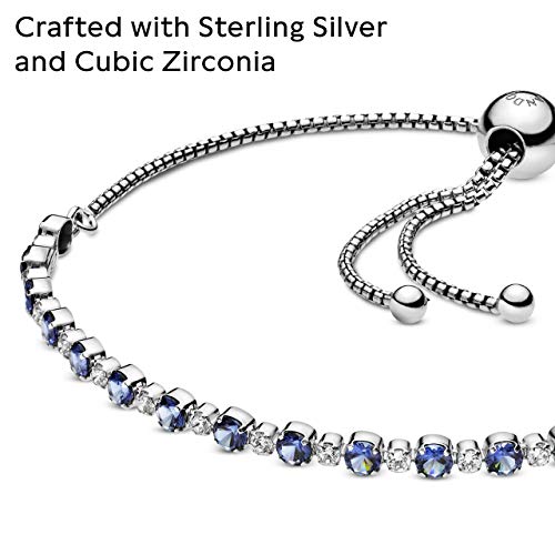 Pandora Jewelry Sparkle Slider Cubic Zirconia Bracelet in Sterling Silver, 9.8"
