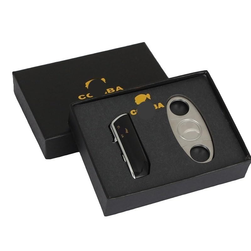 New Lighter Two-Piece Set, Windproof Blue Flame, Reusable, Suitable for Father, Boyfriend (Color : C3)