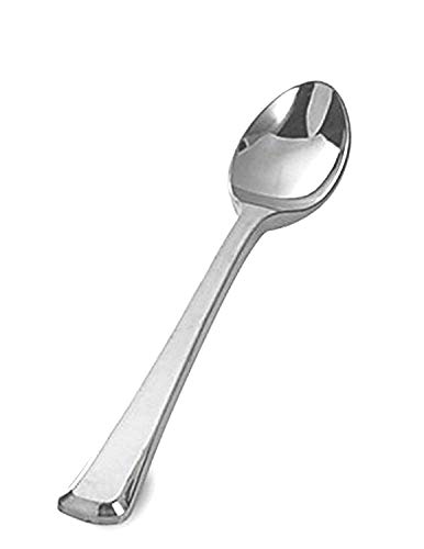Zappy 100 Silver Plastic Mini Spoons 3.75" Plastic Spoon Small Spoon Great Dessert Spoon or Ice Cream Spoon Disposable Plastic Spoons Mini Tasting Spoons Dessert Spoons Appetizer Spoons Silver Spoon