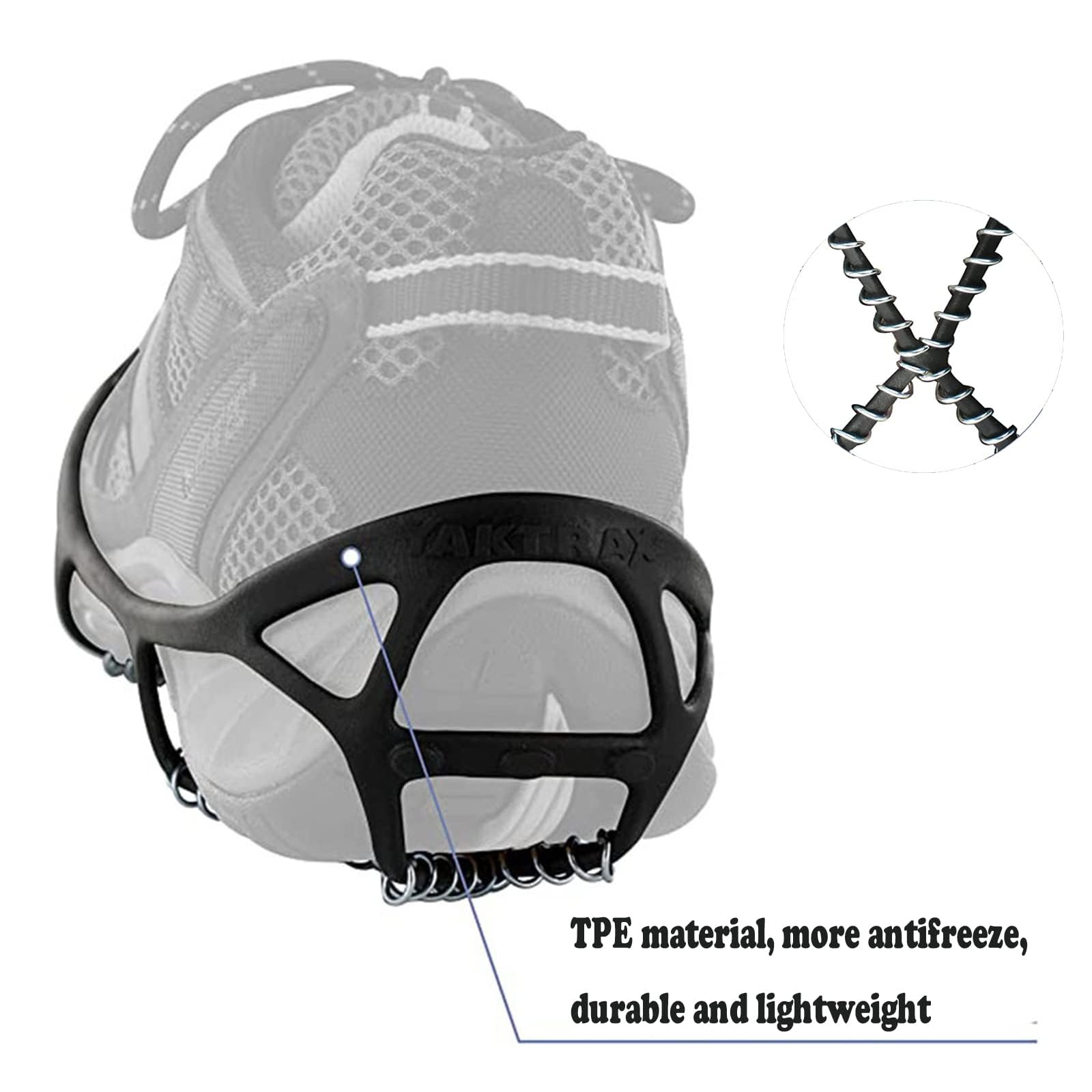 UMILAKE Hiking and Walking Traction Cleats/crampons for Hiking Boots(1 Pair) for Walking on Snow and Ice, and Rock(M(Ladies 6-8.5))