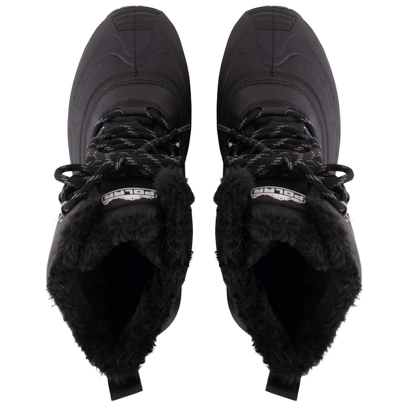 POLAR Mens Waterproof Outsole Deep Tread Fully Faux Fur Lined Winter Durable Snow Boots - Black Lace Up - EU41/US8 - YC0682