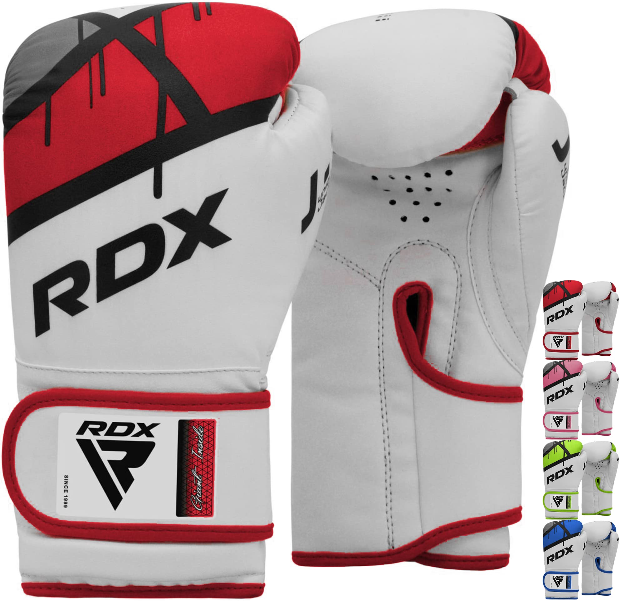 RDX Kids Boxing Gloves, 6oz Junior Training Mitts, Maya Hide Leather Ventilated Palm, Muay Thai Sparring MMA Kickboxing, Punch Bag Speed Ball Focus Pads Punching Workout, Youth Games Fun