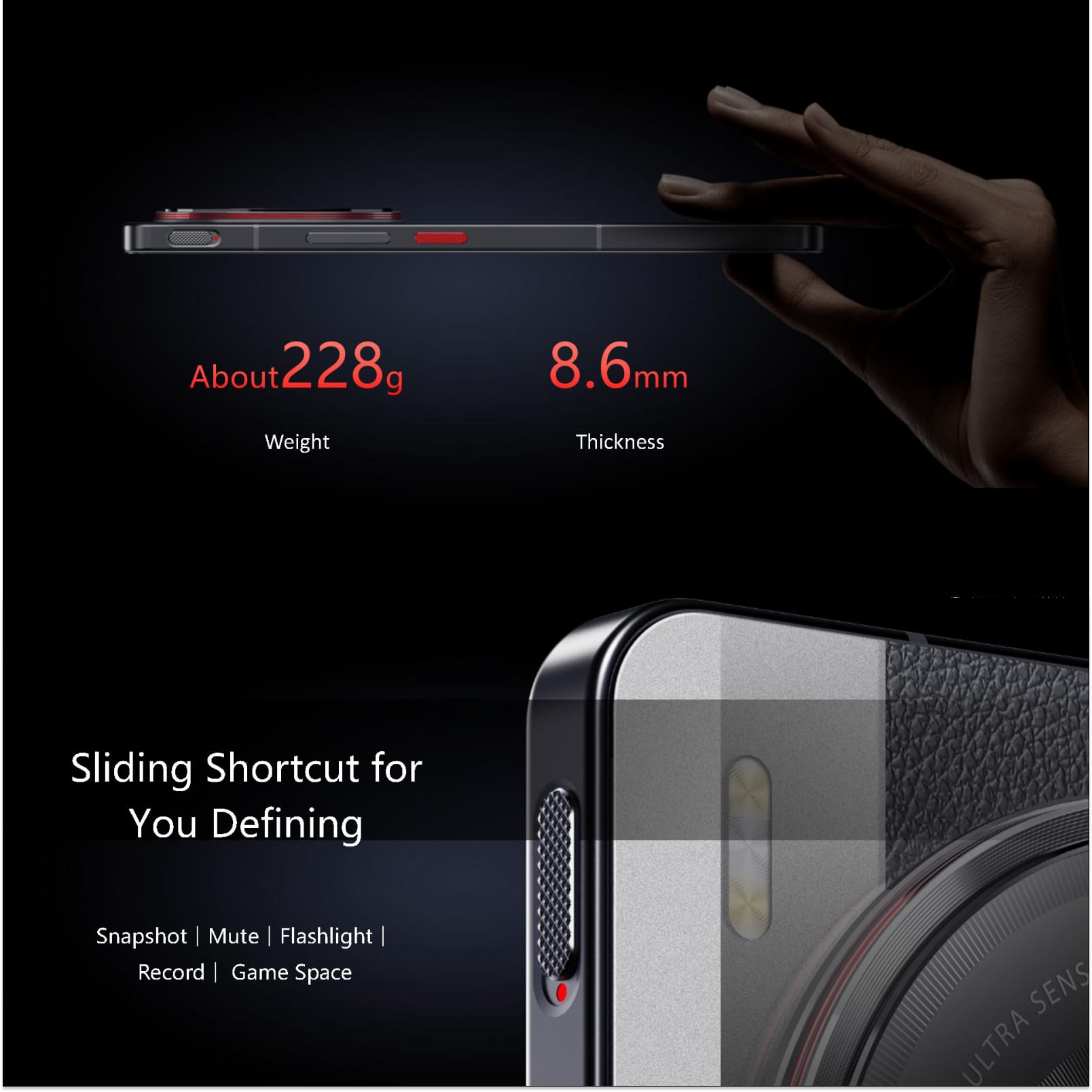 nubia Z50S Pro Cellphone - 5G Unlocked Smartphone, Qualcomm Snapdragon 8 Gen 2 Processor, 120Hz 6.78" AMOLED Display, 80W Fast Charge Android 13 Phone with 5100mAh Battery, 12GB+256GB, Black