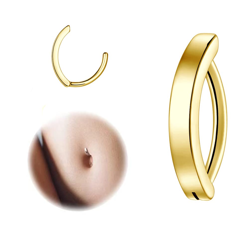 supsiah 14G Clicker Belly Button Ring,Surgical Steel Belly Button Rings Belly Barbell Piercing Navel Barbell Body Jewelry 2PCS (A-Gold)