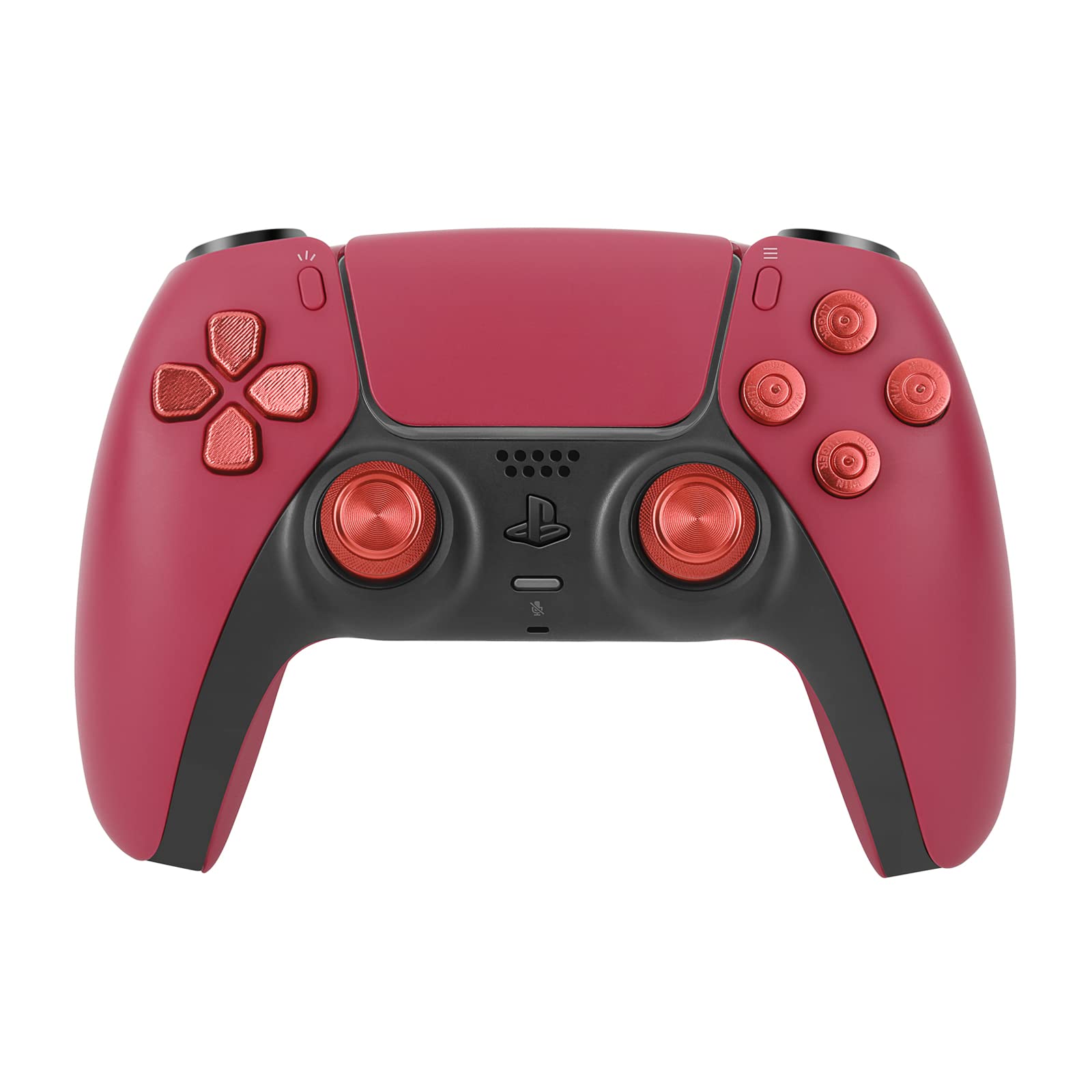 TOMSIN Metal Buttons Replacement Kit for PS5 Controller – Aluminum Thumbsticks & O X Square Triangle & Dpad Buttons Accessories Compatible with PlayStation 5 DS Controller (Red)
