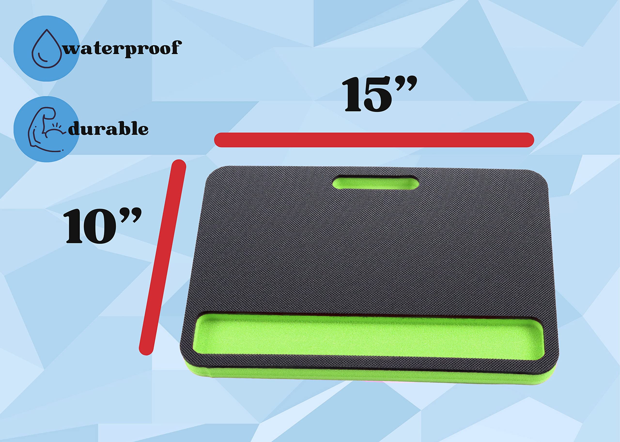 Polar Whale 2 Portable Knee Cushions Green and Black with Tool Pocket for Home Garden Work Automotive Workshop More Durable Thick Comfortable High Density Waterproof Foam 15 x 10 Inches Kneeling Pad