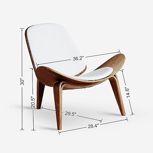 OAKHAM Comfy Shell Chair, Mid Century Modern Accent Chair for Living Room and Bedroom with Protective Foot Pads, Ergonomic Chair (White)