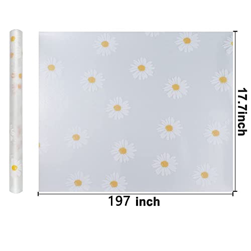 Shelf and Drawer Liners for Kitchen Cabinet Fridge Place Mats, Waterproof Sink Liner No Slip Bathroom Mats Non Adhesive EVA Plastic Liner Roll - Clear Daisy 17.7"×197"