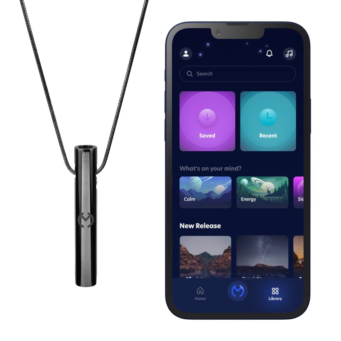 Space Gray Anxiety Whistle Necklace | Natural Anxiety Relief | Meditation Jewelry | Stress Relief Pendant | Mindfulness Deep Breathing Tool