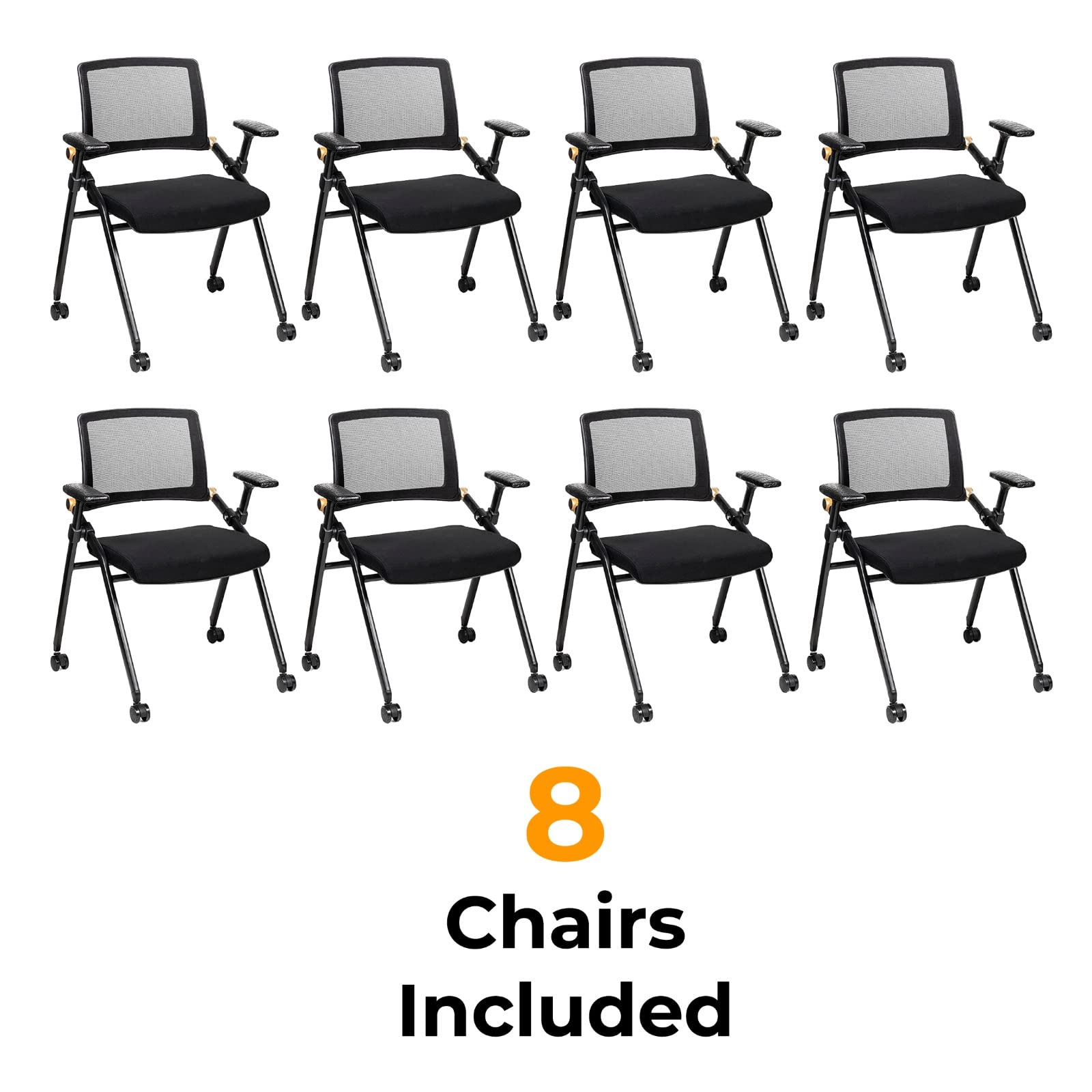 Triton Premium Poker Table Chair - Foldable and Long-Lasting Chairs with Padded Seats and Leather Armrests, Luxurious Vegas Style Casino Experience at Home (10 Chairs)