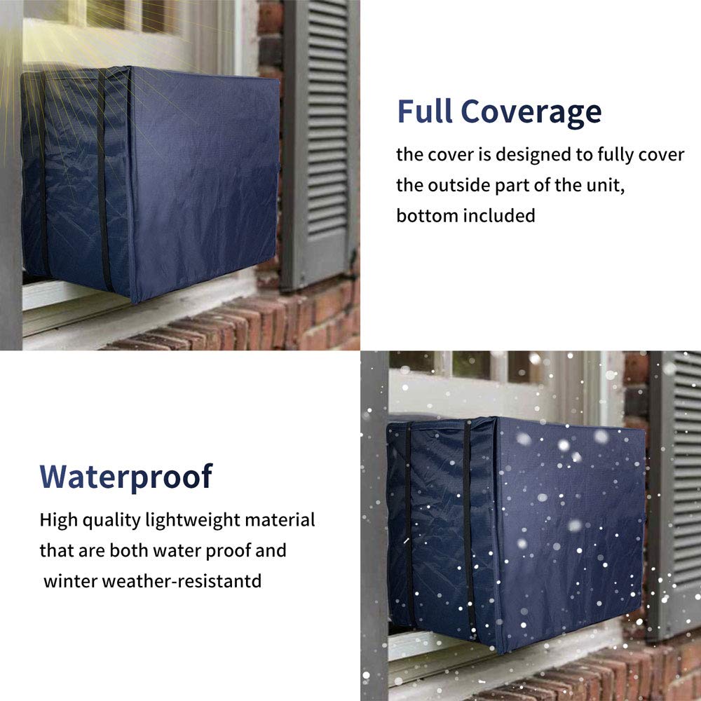 Qualward Window Air Conditioner Cover for Outside Unit, AC Covers for Outdoor Window Small Size - 21.5"W x 16"D x 15"H Inches, Blue