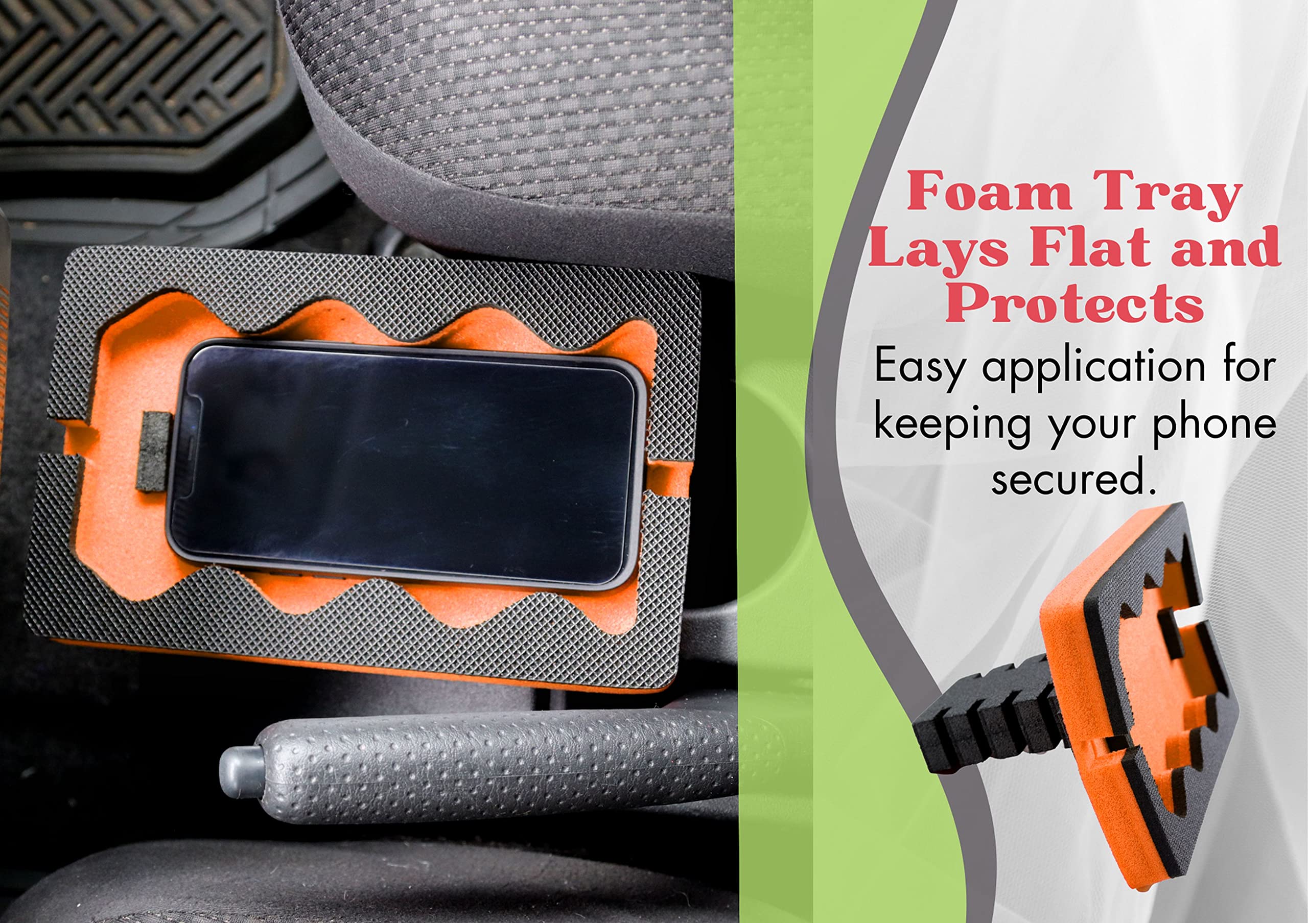 Polar Whale Car Phone Holder and Storage Tray Cup Insert Modern Style Universal Expander Extender Holds Small Items Organizer Orange and Black High Density Foam