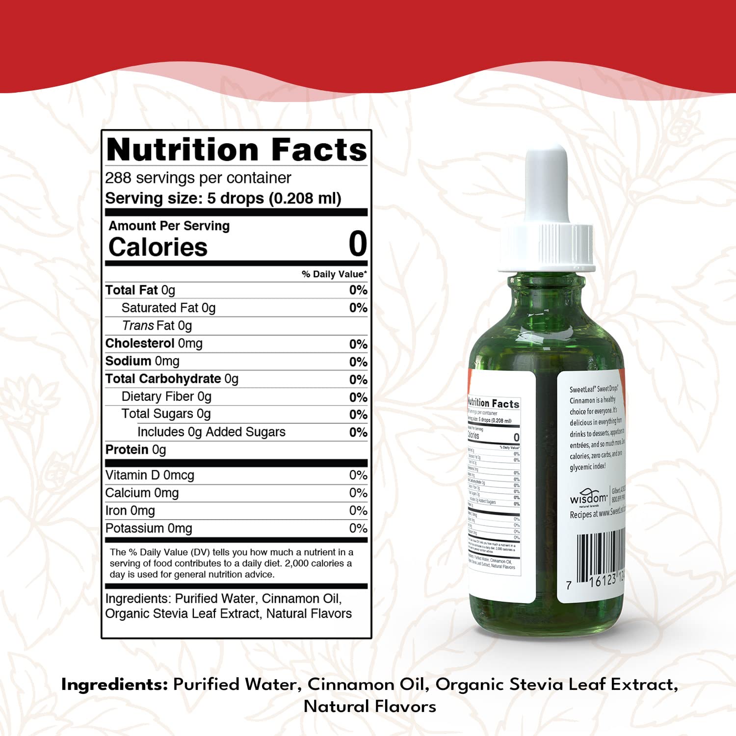 SweetLeaf Stevia Liquid Sweet Drops - Cinnamon Flavored Drops, Stevia Liquid Sweetener, Zero-Calorie, Sugar-Free Syrup Alternative for Keto Coffee, Baking, Shakes, 2 Fl Oz