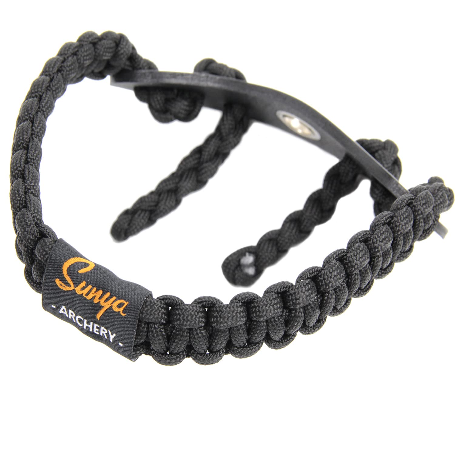 SUNYA Archery Bow Wrist Sling, Paracord Strap Comfortable on Hand.Fit Bow Stabilizer. Full Grain Leather Yoke with Carbon Fiber Texture. (DS Dark Camo CB)