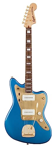 Squier 40th Anniversary Gold Edition Jazzmaster Electric Guitar, with 2-Year Warranty, Lake Placid Blue, Laurel Fingerboard