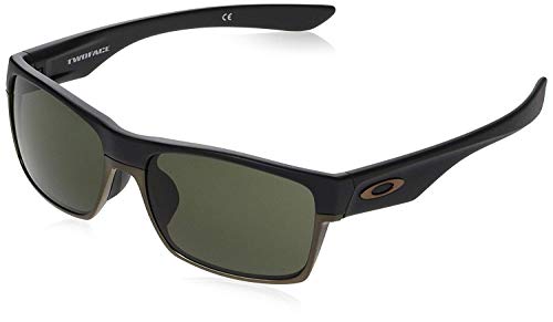 Oakley Men's OO9256 TwoFace Low Bridge Fit Rectangular Sunglasses, Matte Black/Dark Grey, 60 mm