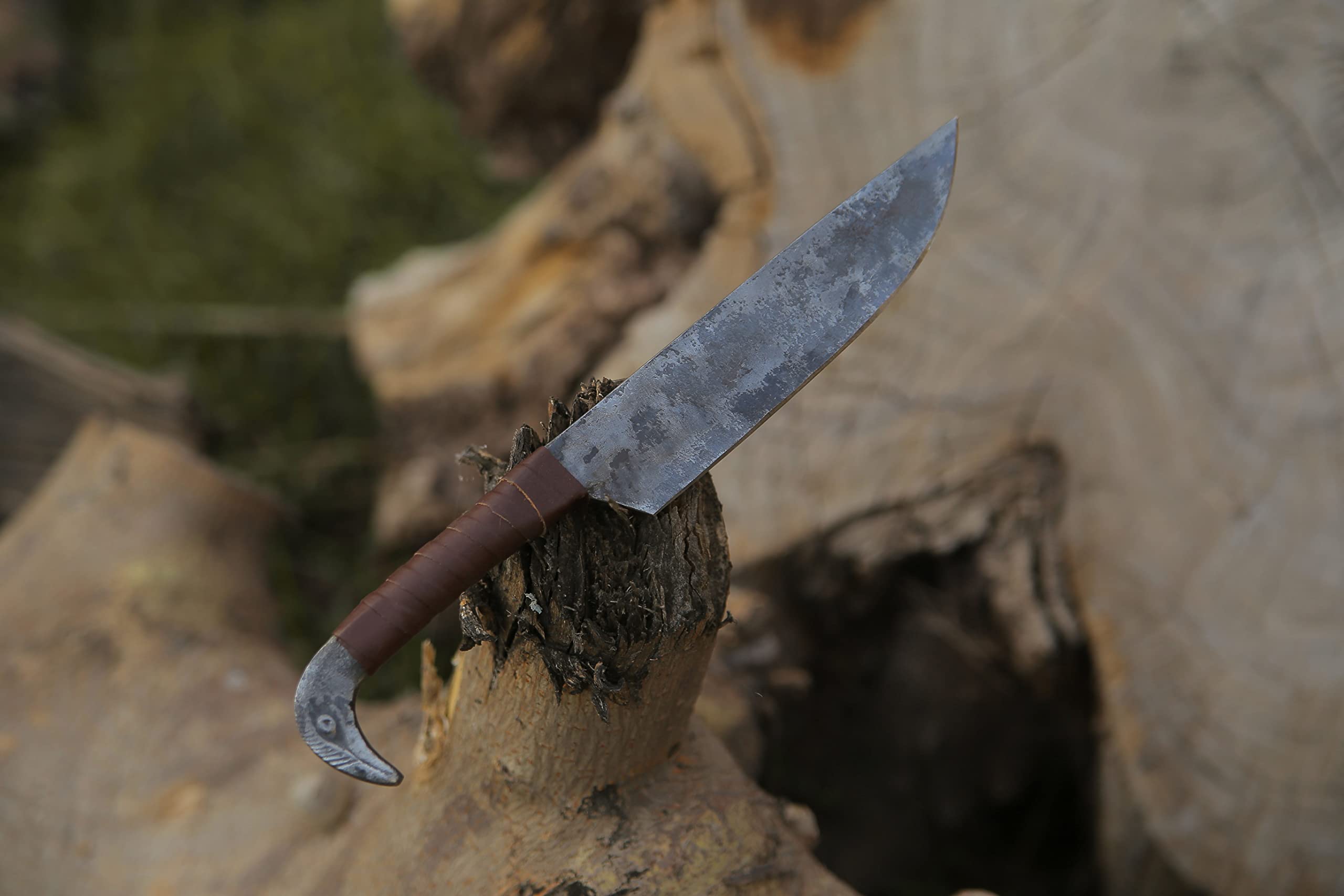 Viking Knife Custom Forged Full Tang Carbon Steel Ravens Head Hunting Camping Outdoor Knife Anniversary Birthday Xmas Gift Items